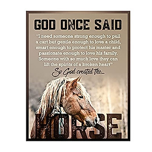 "So God Created the Horse" Inspirational Wall Art Sign-8 x 10" Rustic Typographic Poster Print w/Horse Image-Ready to Frame. Home-Office-Studio-Barn Decor. Perfect Gift for Vets & Horse Lovers!