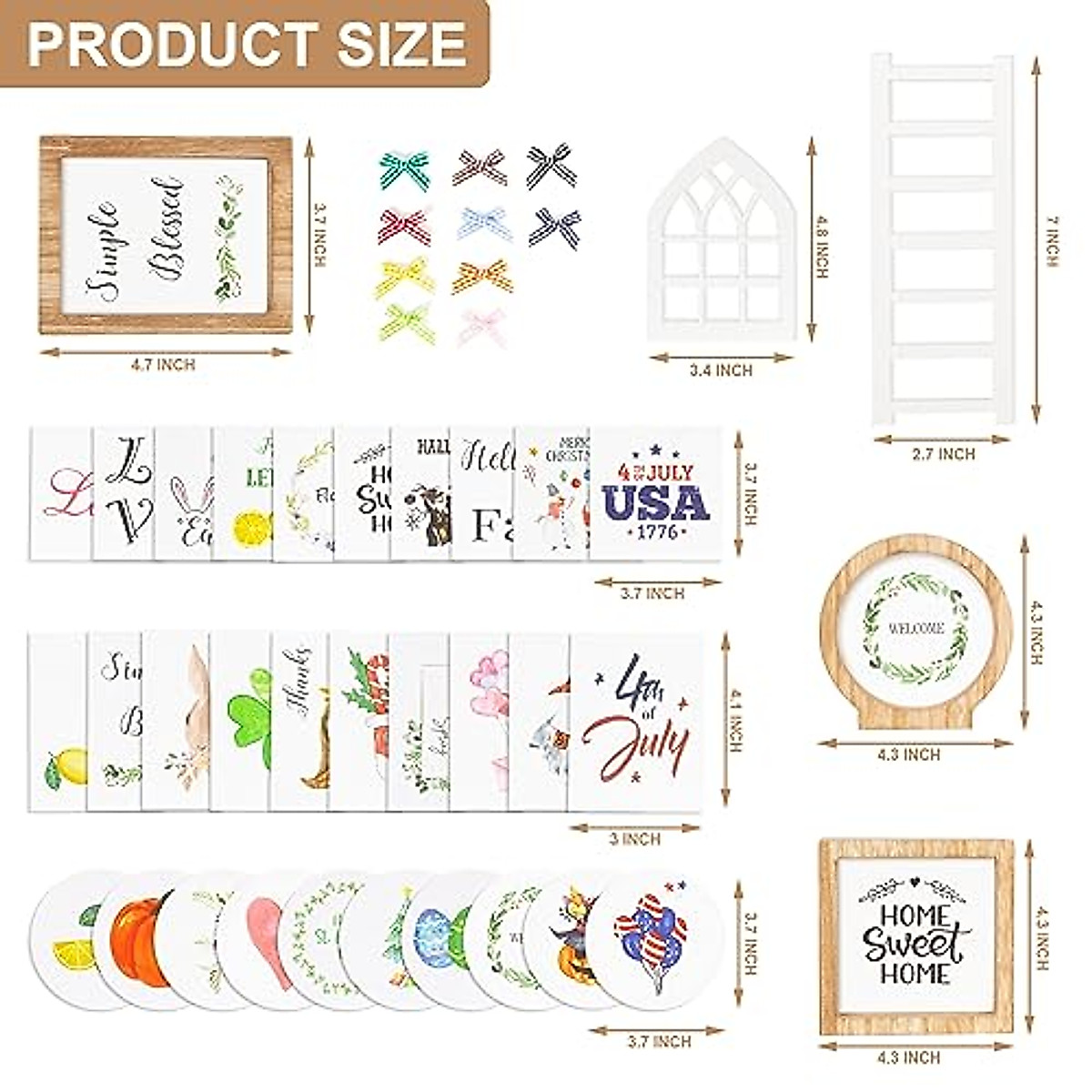 Tiered Tray Seasonal Decorations Set - Farmhouse Summer Lemon Kitchen Decor, 4th of July, Valentine's Day, Spring, Fall, Christmas, Halloween Centerpiece Table Home