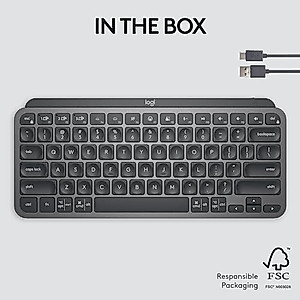 Logitech MX Keys Mini Minimalist Wireless Illuminated Keyboard, Compact, Bluetooth, USB-C, for Apple macOS, iOS, Windows, Linux, Android - Graphite - With Free Adobe Creative Cloud Subscription