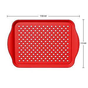 Oggi Anti Slip Serving Tray with Handles- Red Rectangle Tray - Ideal Tray for Eating, Breakfast Tray, Food Tray, Appetizer Tray, Serving, 5504.2, 17.5x11.5''