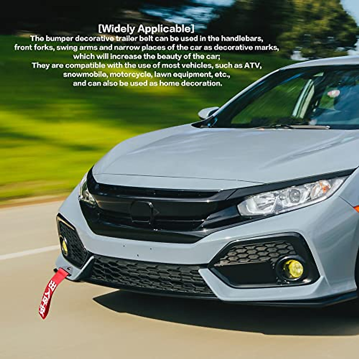 VAGURFO Car Racing Tow Straps,Car Modification JDM Sports Racing Tow Strap,Chinese Slogan Nylon Car Bumper Tow Strap Trailer Belt Hook Traction Rope,Car Decorative Trailer Belt (Red A)