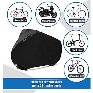 Bike Cover for 2 or 3 Bikes, XL Waterproof Outdoor Bicycle Cover Oxford Fabric Storage Rain Sun UV Dust Wind Proof Motorcycle Covers for Mountain Road Electric Bike Tricycle Cruiser (XL)