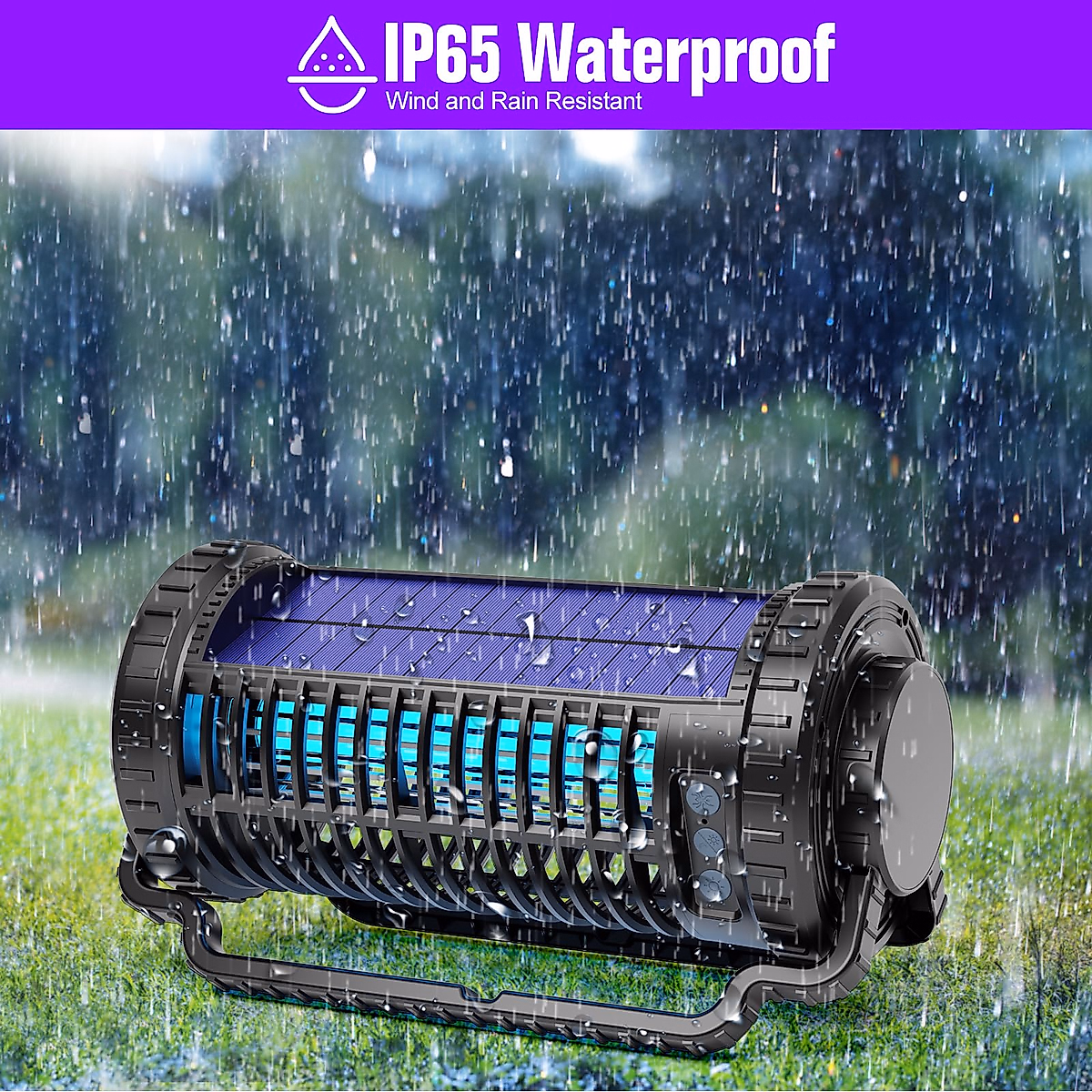 LEMYZO Solar Bug Zapper Outdoor, Upgraded Mosquito Zapper with Smart Light Sensor, 4000mAh Rechargeable Cordless Mosquito Killer with LED Lamp, High Powered Fly Trap for Patio, Backyard, Home,Camping