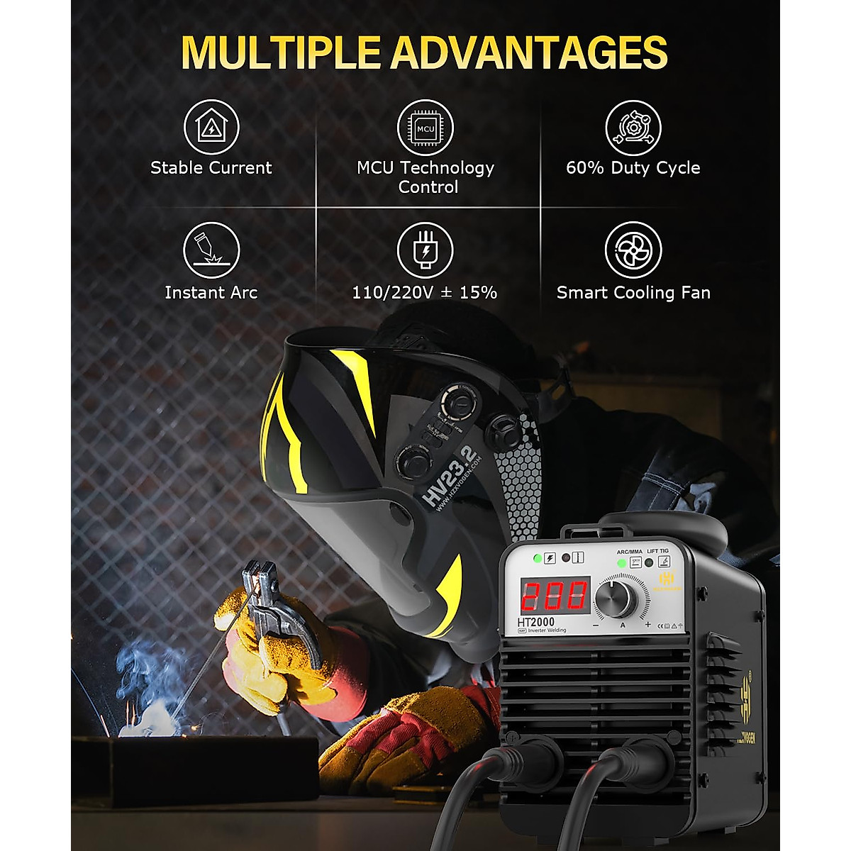 HZXVOGEN 140A Stick Welder, 110/220V ARC MMA Lift TIG Welding Machine with Hot Start Arc force Anti-Stick IGBT Portable Mini Welder Machine with Electrode Holder Cable Clamp