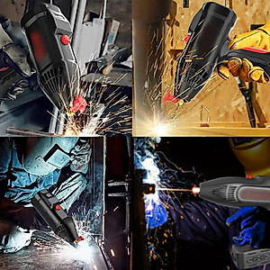 genmine Handheld Welder Gun Portable Electric Welding Machine, 110V Small Welder, Dual-Purpose Arc Welding Machine, Electric Household Automatic Digital Welding Machine with Ground Clip and sotage Bag