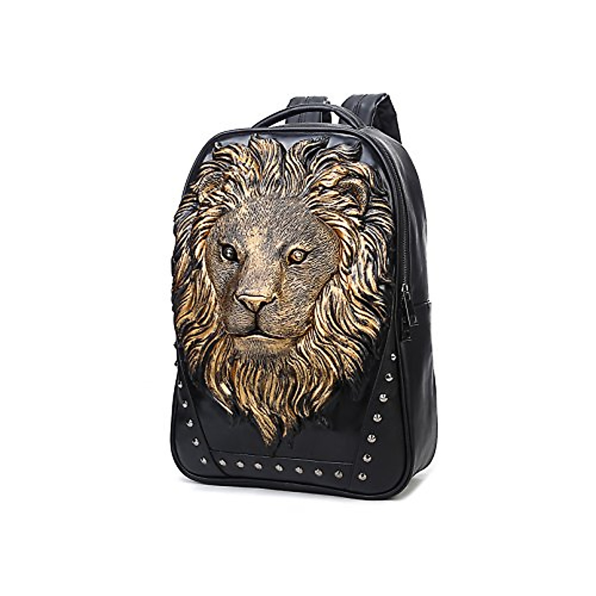 Berchirly Men 3D Lion Head Backpack Casual Daily Use Bookbag Shoulder Outdoor Travel Bag