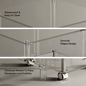 Aquiver Acrylic Mini Fridge Stand with Storage Basket - Mini Fridge Table Small Beverage Refrigerator Stand, with 4 Lockable Wheels, 19.7'' L x 19.7'' W x 16.9'' H, Clear