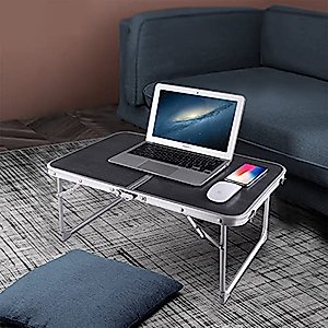Foldable Laptop Table, Bed Table for Study and Reading, Lap Desk Table, Breakfast Tray Table, Portable Mini Picnic Table, Folds in Half with Inner Storage Space