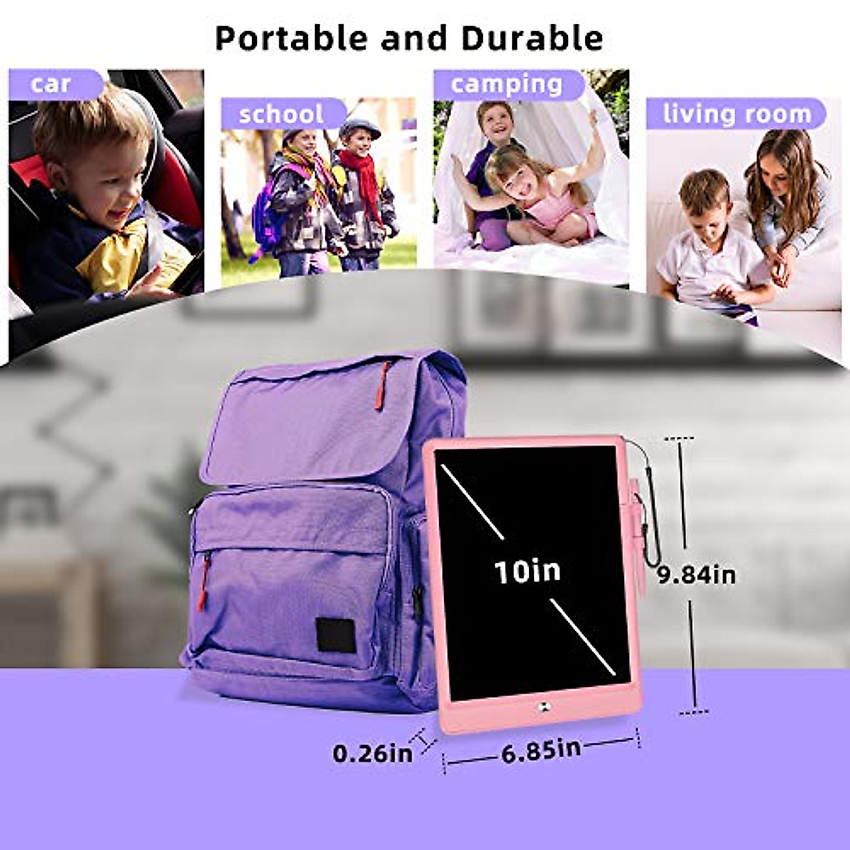 LCD Writing Tablet,10 Inch Drawing Tablet Kids Tablets Doodle Board Electronic Drawing Board for Adults and Kids Ages 3+ (Pink)