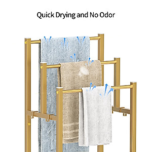 Honiter Towel Racks for Bathroom, 3 Tier Free Standing Towel Rack, Blanket Rack, Metal Towel Holder with Shelf for Bathroom Accessories Organizer for Bath Storage & Hand Towels, Next to Tub or Shower