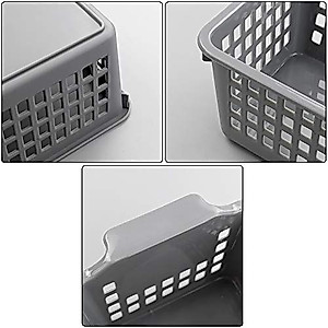 Nesmilers 6-Pack Slim Plastic Storage Baskets Bin, Rectangle Basket Set
