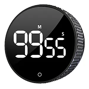 LFF Digital Kitchen Timers, Visual Timer with Large LED Display, Magnetic Countdown Countup Clock for Classrooms, Cooking, Studying, Teaching, Volume Adjustable Timer for Kids, Black