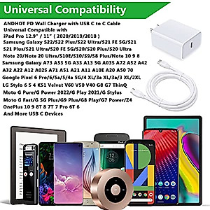 Pixel 7 6 Fast Charger for Google Pixel 7 Pro 6a 6 Pro 5a 5 4a 4 XL 3a 3XL 2,20W Fast USB C Wall Charger PD Power Adapter with 6ft Type C to C Cable for Samsung Galaxy S23 S22 S21 S20 Z Flip4 A53 A13