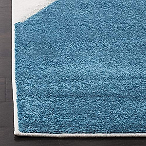 SAFAVIEH Hollywood Collection Runner Rug - 2'3" x 12', Peacock Blue & Fuchsia, Mid-Century Modern Design, Non-Shedding & Easy Care, Ideal for High Traffic Areas in Living Room, Bedroom (HLW706C)