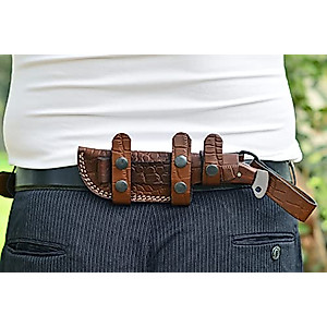 ALZAFASH Horizontal Carry Knife, Tracker Knife with Sheath, Hunting Knife with 1095 Carbon Steel Blade, Camping Knife, Hiking Knife