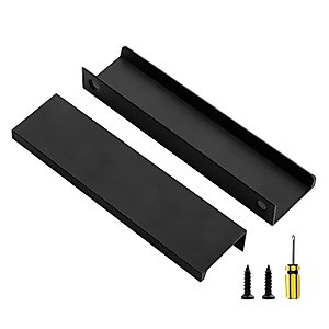 Ravinte 20 Pack Finger Pulls for Cabinets 128mm/5 Length Black Edge Pulls Matte Black Finger Cabinet Pulls Concealed Handles for Kitchen Drawer Finger Edge Pull Tab Handle
