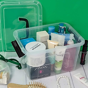 AnnkkyUS 6-pack 5 Liter Plastic Storage Box Bin with Lid, Clear Lidded Boxes