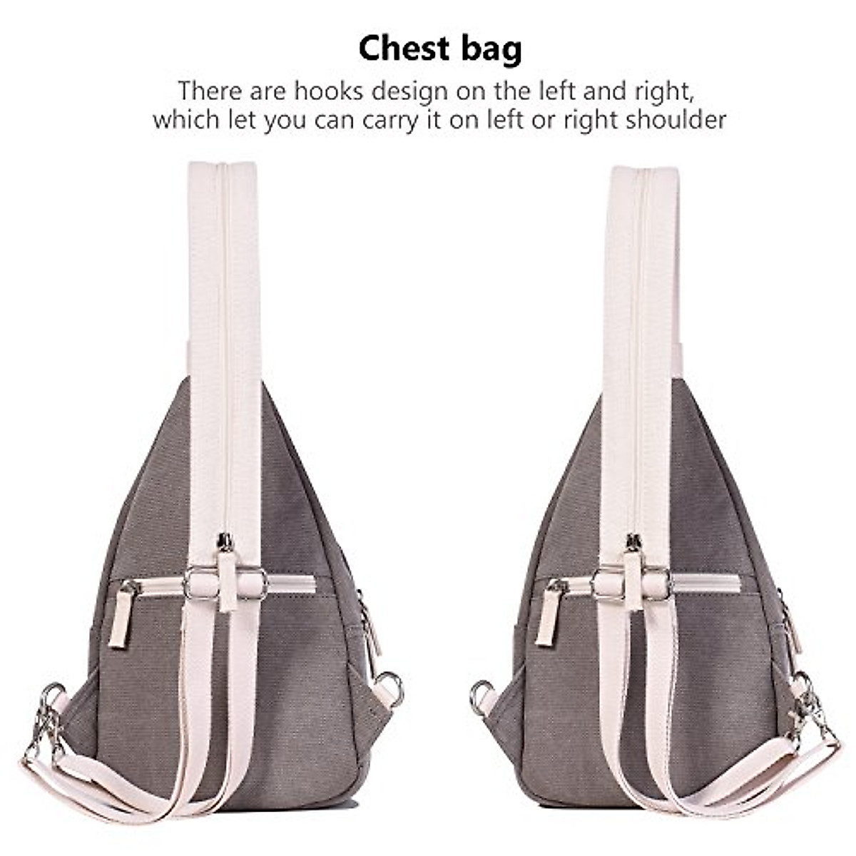 ArcEnCiel Mini Women Sling Chest Bag Canvas Backpack (Grey)