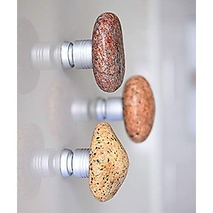 Set of 10 Handmade Natural Beach Stone Cabinet knobs and pulls. Cabinet or Drawer Rock handles