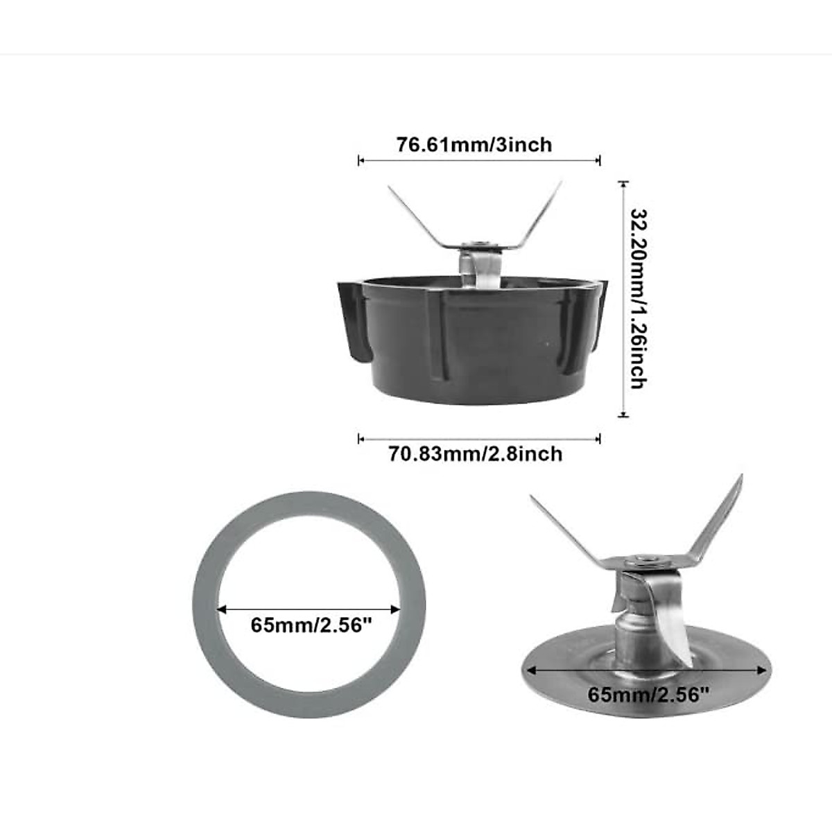 Blender Replacement Parts，for Oster Blender Replacement Parts Blender Ice Blade with Jar Base Cap and Two Rubber O Ring Seal Gasket Accessory Refresh Kit，Compatible with Oster Osterizer Blender