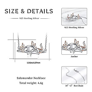 Axolotl Necklace for Women Cute 925 Sterling Silver Axolotl Necklace Gifts Animal Pendant Mexican Axolotls Jewelry Gift