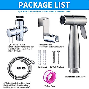 Bidet Sprayer for Toilet,Stainless Steel Handheld Bidet Shattaf Toilet Spray,Baby Cloth Diaper Sprayer Kit, Bathroom Toilet Bidet Attachment Set for Bathing Pets Feminine Hygiene