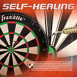 Franklin Sports Official Dartboard - Professional Regulation Size 18 inch Bristle Self Healing Dartboard - Metal Number Ring - Steel Tip Darts Dartboard,Black