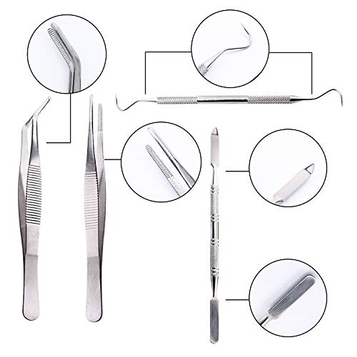 Whaline 7 Pieces Mosaic Tools, Mosaic Tweezers Tile Beginner Setwith 2 Scrapers, 2 Tweezers, 1 Double-EndedHook, 1 Spatula, 1 Sponge