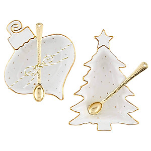 Mud Pie Dip Cup Set, Tree 6.5" x 4.75" White and Gold, 48500157T