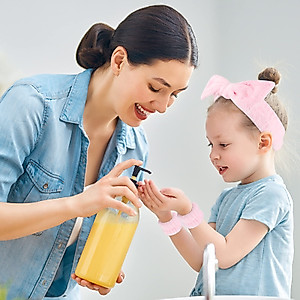 Casoty 6 Pcs Pink Spa Headband Face Wash Headband and Wristband Set, Microfiber Wrist, Skincare Headbands Makeup Headband with Wristband Set, Wrist Wash Bands, Face Wash Wristbands for Washing Face