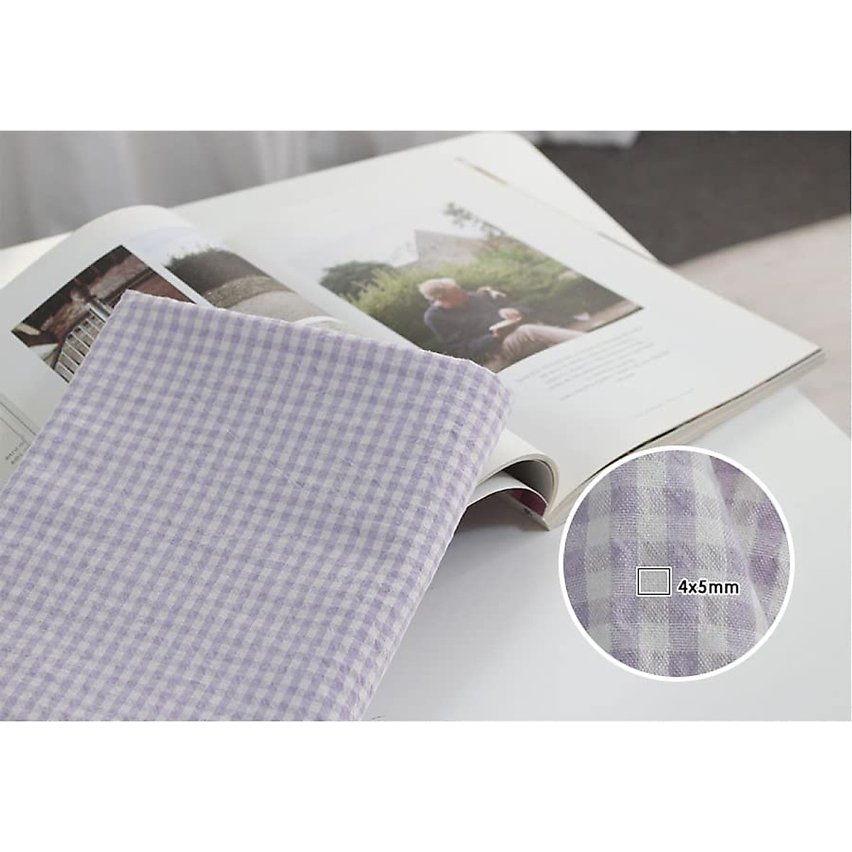 Premium Quality Cotton Fabric by The Yard Yarn Dyed Check Fabric 63" Wide Cozy Bio Washing Full of Emotion Laceking Made in Korea (Mint)