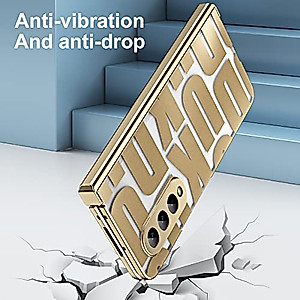 Compatible with Galaxy Z Fold 4 Case with Built-in Screen Protector | Hinge Protection | Full Body Ultra-Thin Anti-Scratches Shockproof Protective Phone Cover for Samsung Galaxy Z Fold4, Gold