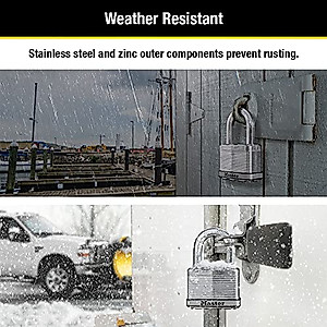 Master Lock M15XDLF Magnum Heavy Duty Padlock with Key, 1 Pack, Laminated