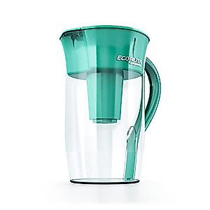 EcoFilter 10 Cup Filtered Pitcher by ZeroWater, No Plastic Shell, Reduces Chlorine Smell and Taste, Clear and Green