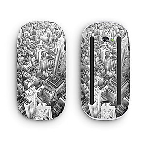 Design Skinz Aerial Cityscape Black and White Vinyl Decal Compatible with The Apple Magic Mouse 2 (Wireless, Rechargable) with Multi-Touch Surface