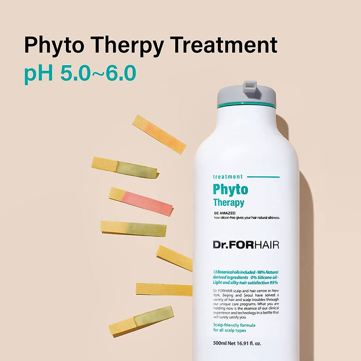 Dr.FORHAIR Phyto Therapy Shampoo 16.9 fl oz 500 ml for Sensitive Scalp pH Balanced Calming Soothing Hair Care Add Volume and Shine Treatment Paraben Silicone Sulfates Free