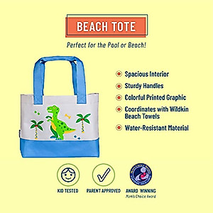 Wildkin Tote Bag for Kids & Adults, Measures 19.5 x 13 x 4.5 Inches, Polyester Fabric Travel Tote Bags, Features Two Durable Carrying Handles with Moisture-Resistant Interior Lining (Dinosaur Land)