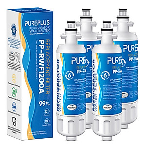 PUREPLUS 9690 Replacement for kenmore Elite 469690 LG LT700P RFC 1200A ADQ36006102 ADQ36006101 LFX28968ST RWF1052 RWF1200A LFXS29626S LFXS30766S LFX31925ST LFX31945ST Refrigerator Water Filter, 4Pack
