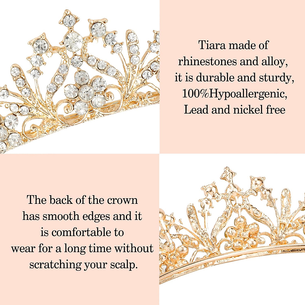 Aprince Crowns for Women Crystal Tiara Crown Princess Crowns Headband Tiaras for Women Girls Crown Wedding Tiara Headband Princess Crown Hair Accessories for Prom Birthday Costume Party