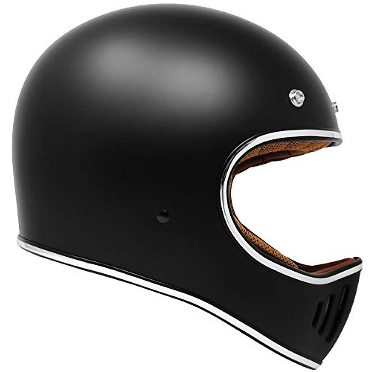 GDM Rebel Vintage Motorcycle Helmet Retro Full Face (Matte Black, Large)