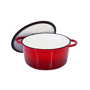 Eternal Living Enameled Cast Iron Dutch Oven with Handles and Lid, 3 Quart Red