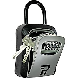 Key Lock Box for Outside - Rudy Run Portable Combination Lockbox for House Keys - Key Hiders to Hide a Key Outside - Waterproof Key Safe Storage Lock Box (With Shackle)