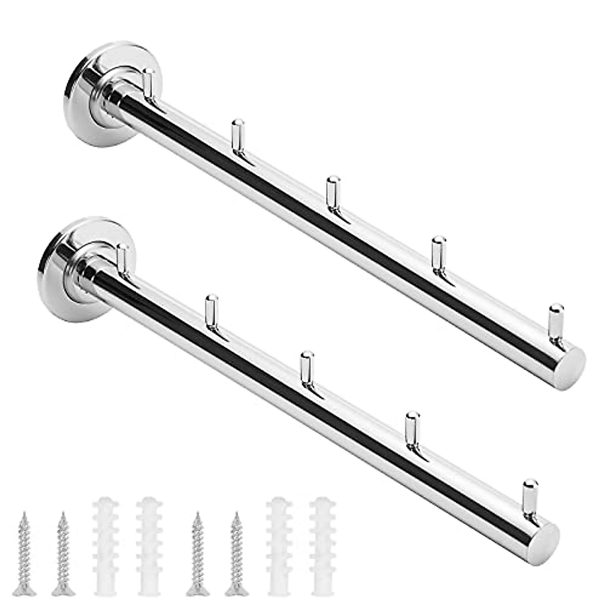 SCDGRW 2 Pcs Wall Mounted Clothes Hanger Rack, Stainless Steel Hook Holder, Space Saving Clothing Hanging System Closet Storage Organizer Drying Rack Coat Hook for Bathroom, Bedroom, Laundry Room