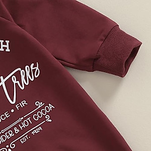 Infant Baby Girls Boys Christmas Outfits One Piece Long Sleeve Crew Neck Letter Sweatshirt Romper Playsuit Clothes (Red, 0-3 Months)
