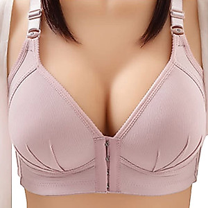 Women's Clothes Sales Clearance Summer Sports Bras for Women Pack of 3 Women Front Closure Wireless Post-Surgery Bra Front Snaps Bra Easy Close Sports Bras High Support Bra Push Up Bra Pink XL