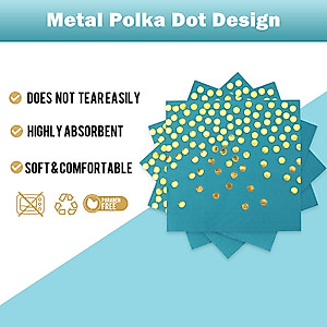 CENLBJ Blue Green Gold Paper Plates and Napkins - 25 x 7'' Dessert plates & 25 x 6.5'' Napkins,Green Paper Plates for Appetizers,Cakes,for Birthday,Father's Day,Independence(Serve 25)