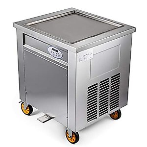 Happybuy Ice Cream Machine Maker 1800W Ice Cream Machine Commercial Flat Plate Electric Ice Cream Machine 19.7'' Squre Pan Ice Cream Roller Maker (Squre Pan)