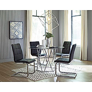 Signature Design by Ashley Madanere Round Contemporary Dining Room Table, Chrome Finish