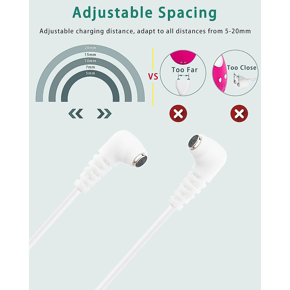 Bicmice Fast Magnetic Charger Cord for Rose and Most Magnetic Massagers DC Charging Cable with 2-Magnet Connector