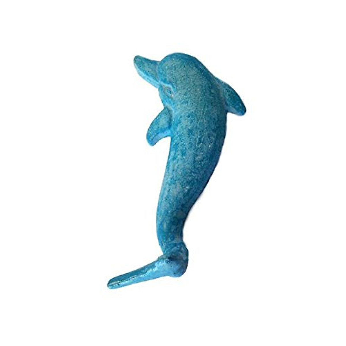 Hampton Nautical Decorative Cast Iron Dolphin Hook, 7", Light Blue Whitewashed